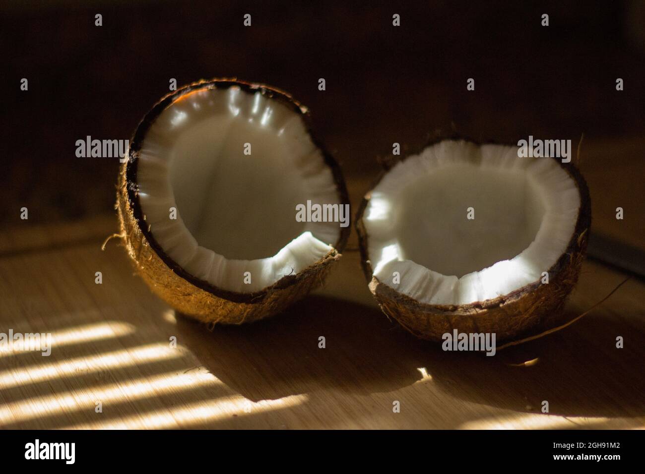 Freshly opened delicious coconut Stock Photo - Alamy