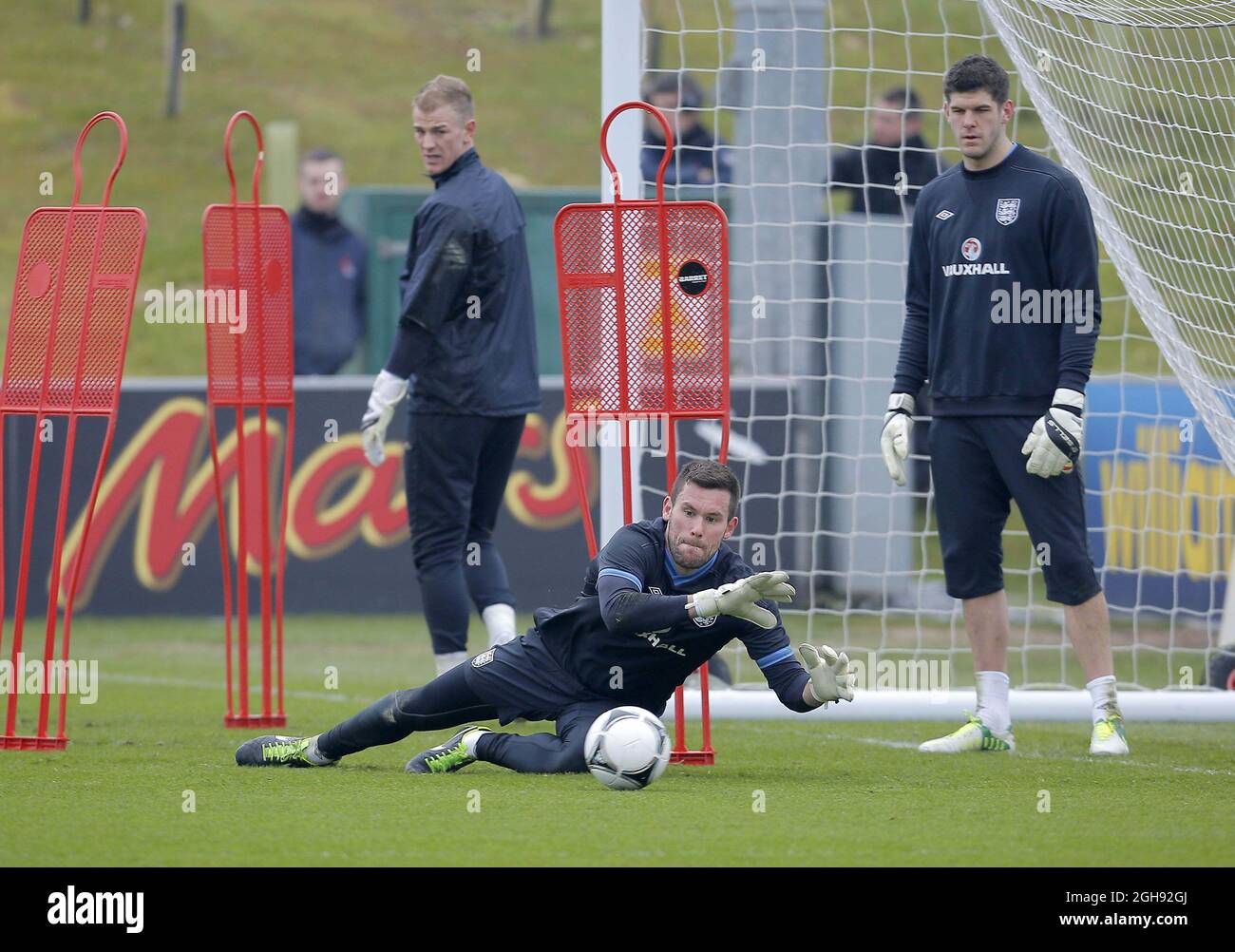 Fraser forster and ben foster during the warm up hi-res stock ...