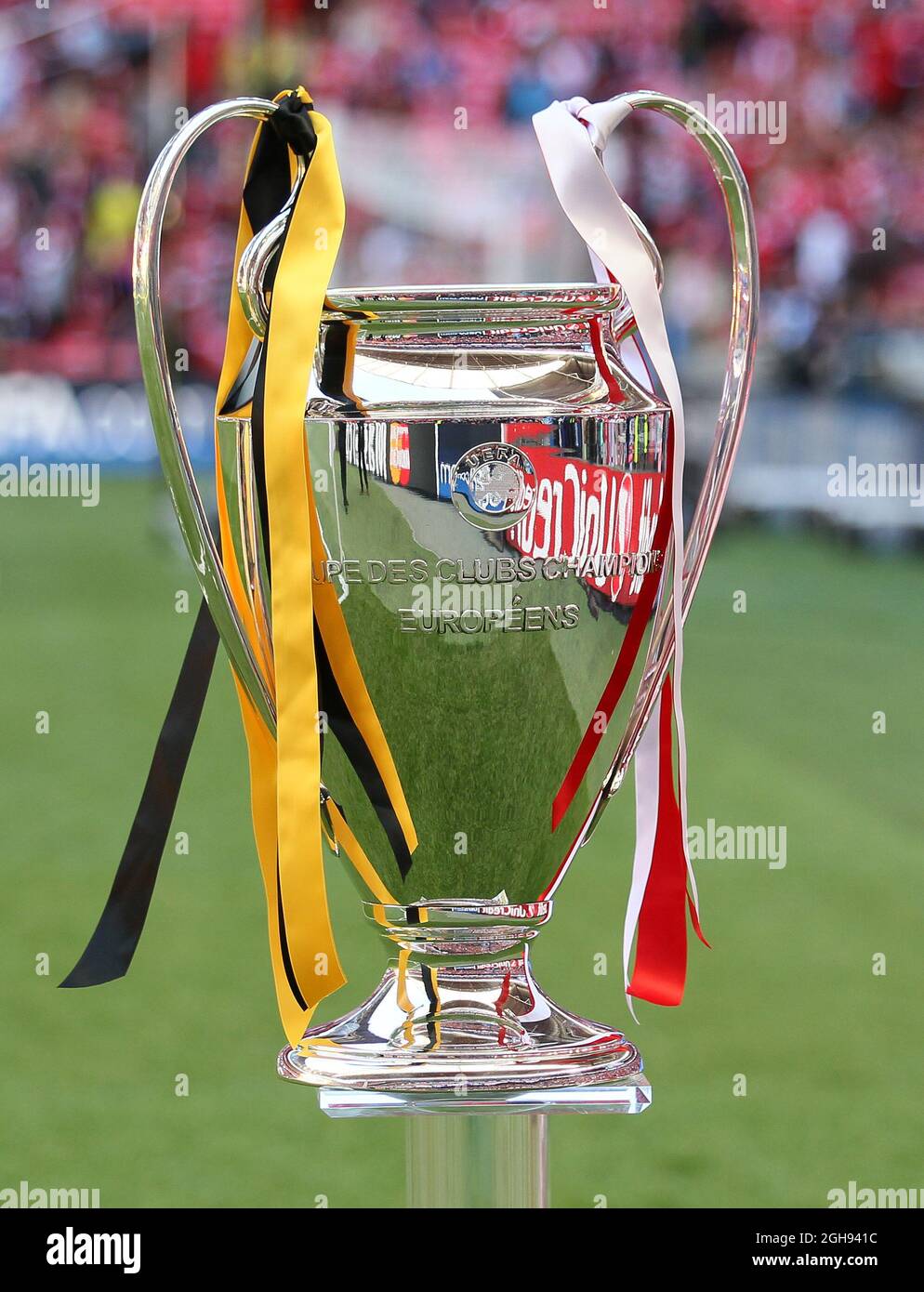 A general view of the Champions League trophy during the Champions ...