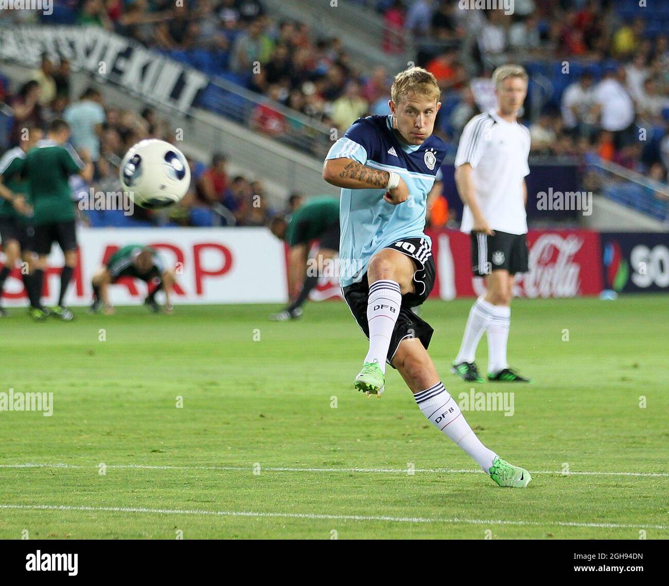 Germany's Lewis Holtby warms up during the UEFA European U21 Soccer ...