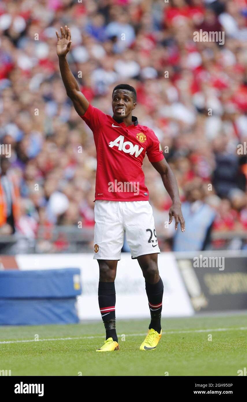 Manchester United's Wilfried Zaha in action during the FA Community ...