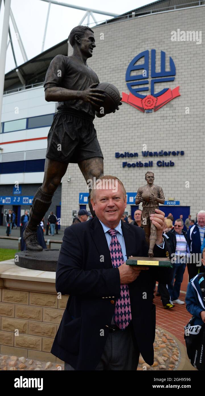 Son Jeff Lofthouse stands before the statue of his father Nat Lofthouse ...