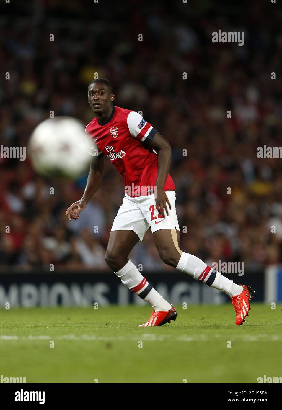 Arsenal's Yaya Sanogo in action during the UEFA Champions League ...