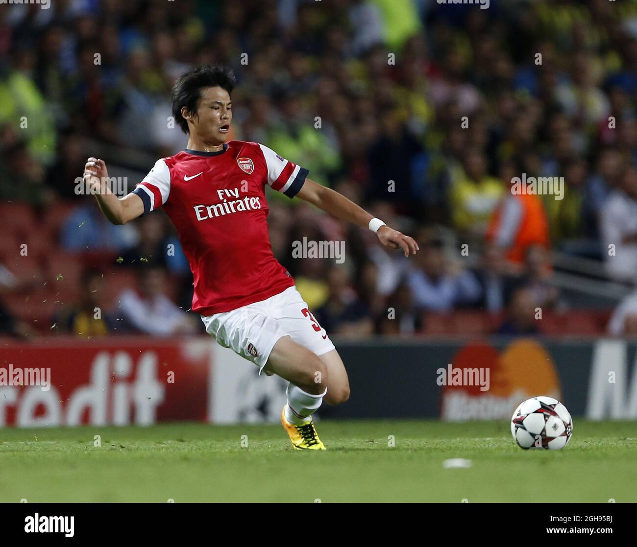Arsenal's Ryo Miyaichi in action during the UEFA Champions League ...