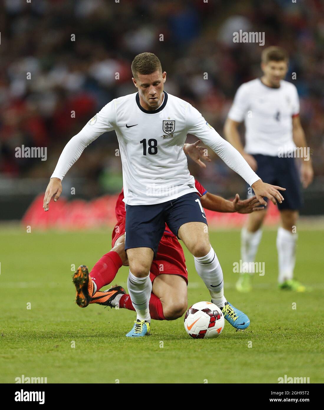 England's Ross Barkley in action on his debut during the 2014 FIFA ...