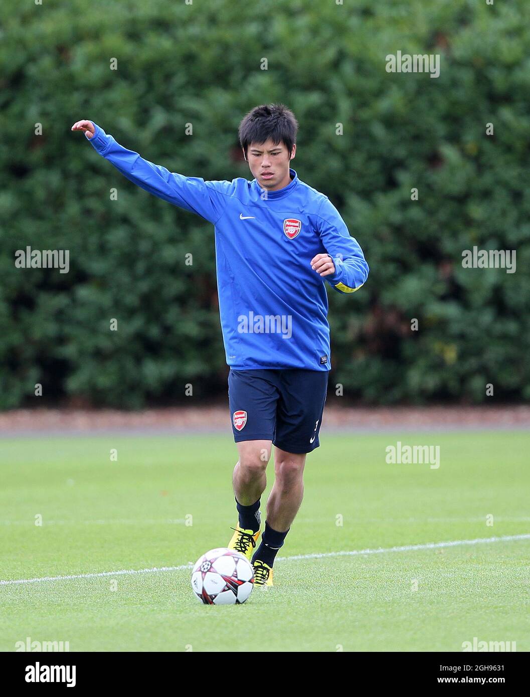 Arsenals ryo miyaichi during a training session at london colney hi-res ...