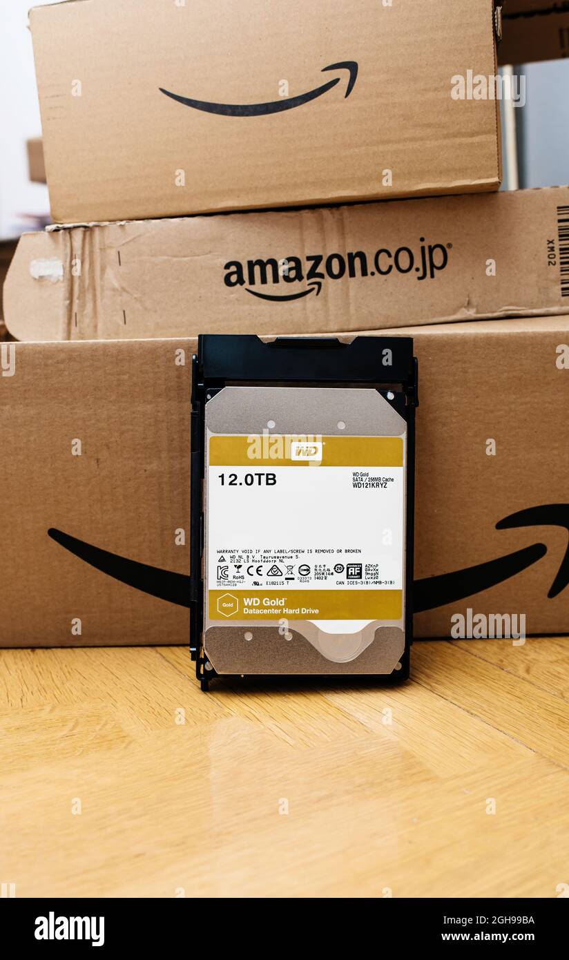 New Western Digital 12Tb terabytes HDD hard disk drive lean on multiple ...