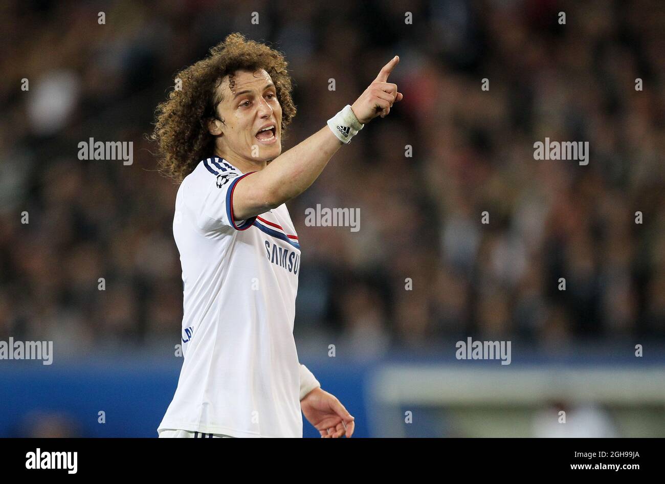 Chelsea David Luiz looks on dejected during the UEFA Champions League ...