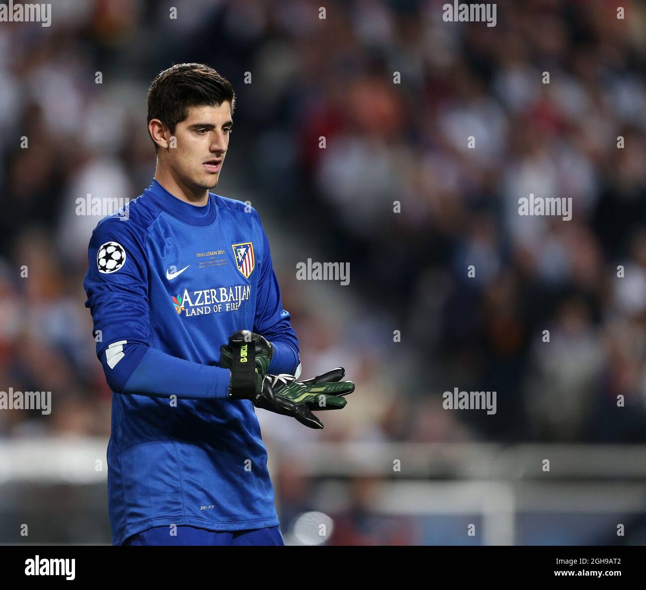 Atletico Madrid's Thibaut Courtois in action during the UEFA Champions ...