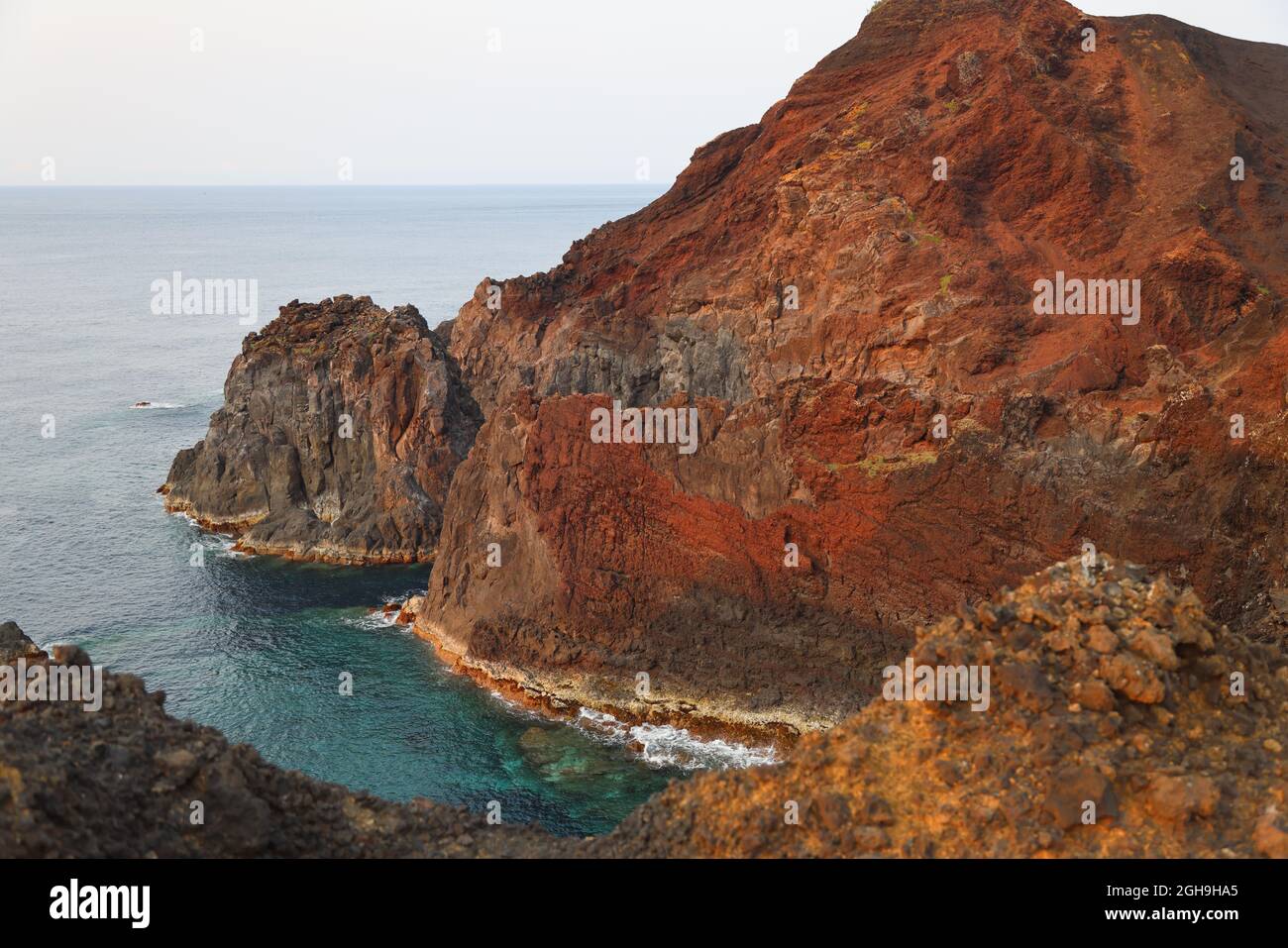 The coast of Ponta da Barca at sunset, Graciosa island Azores Stock ...
