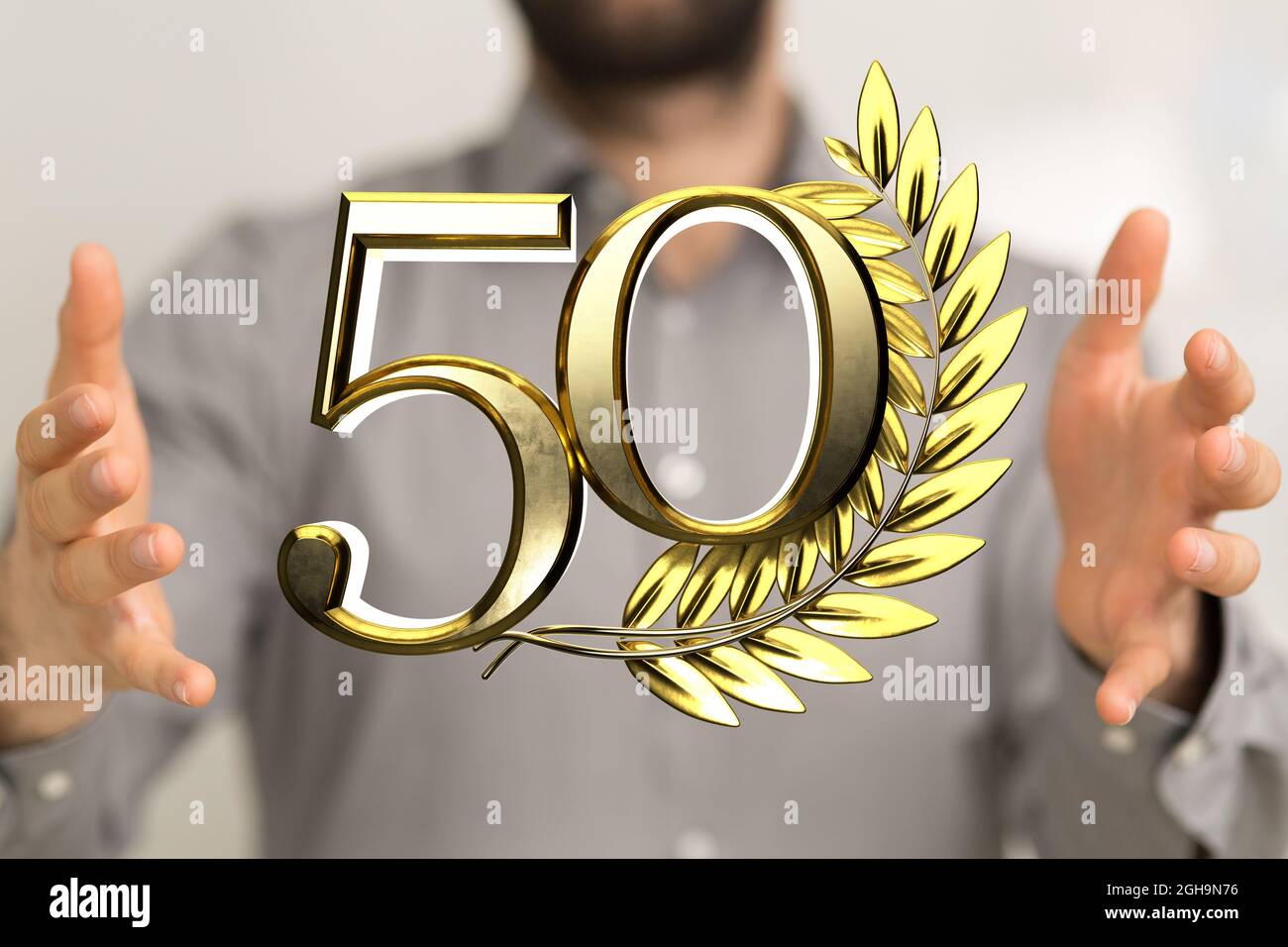 Illustration of years Anniversary symbol in a hand Stock Photo - Alamy