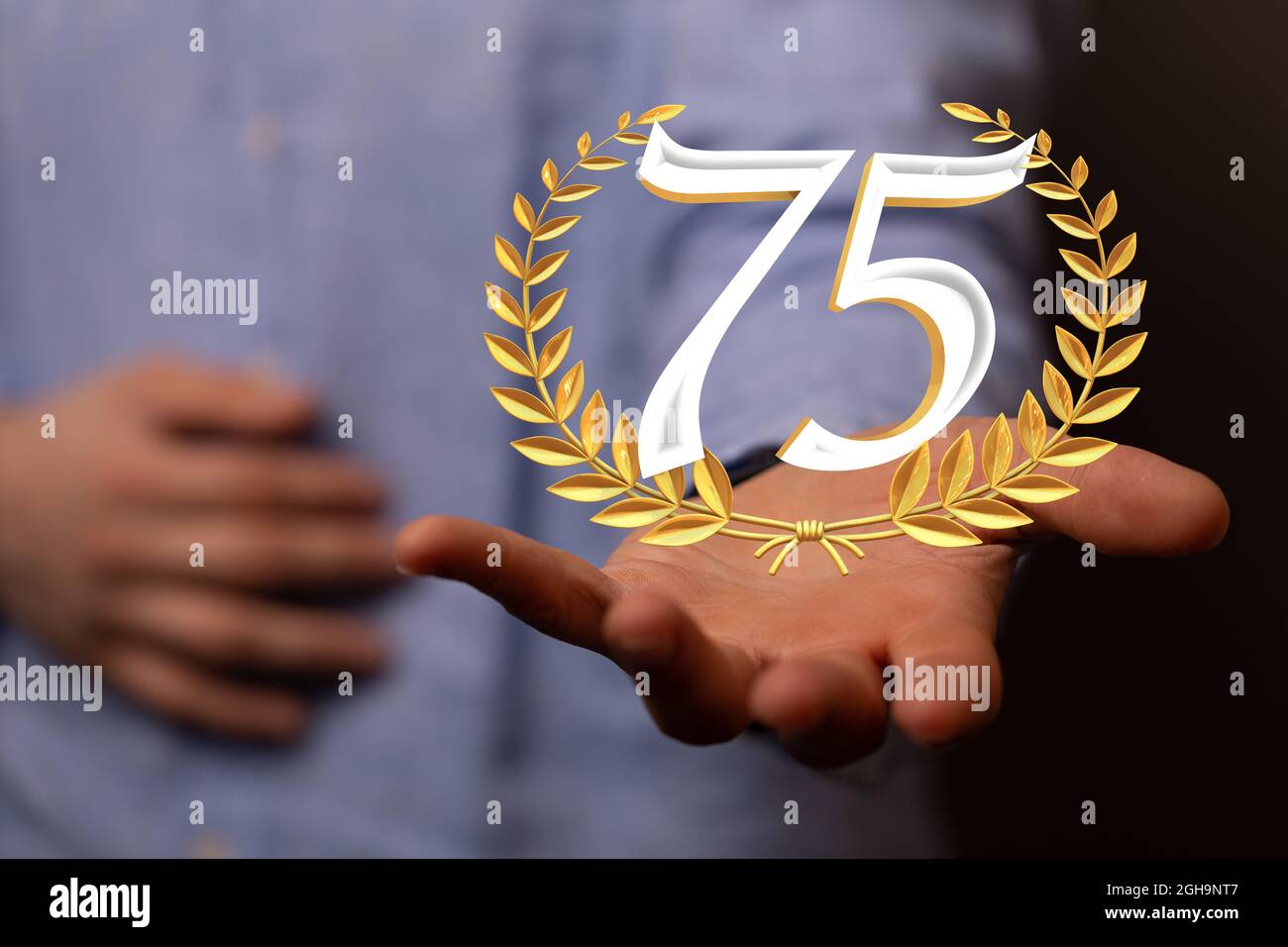 Illustration of years Anniversary symbol in a hand Stock Photo - Alamy