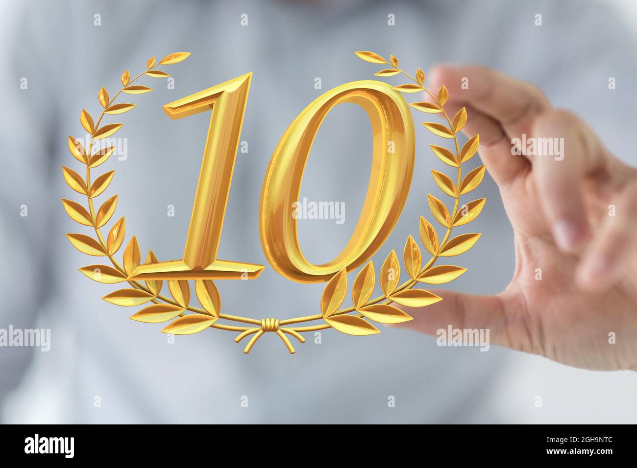 Illustration of years Anniversary symbol in a hand Stock Photo - Alamy