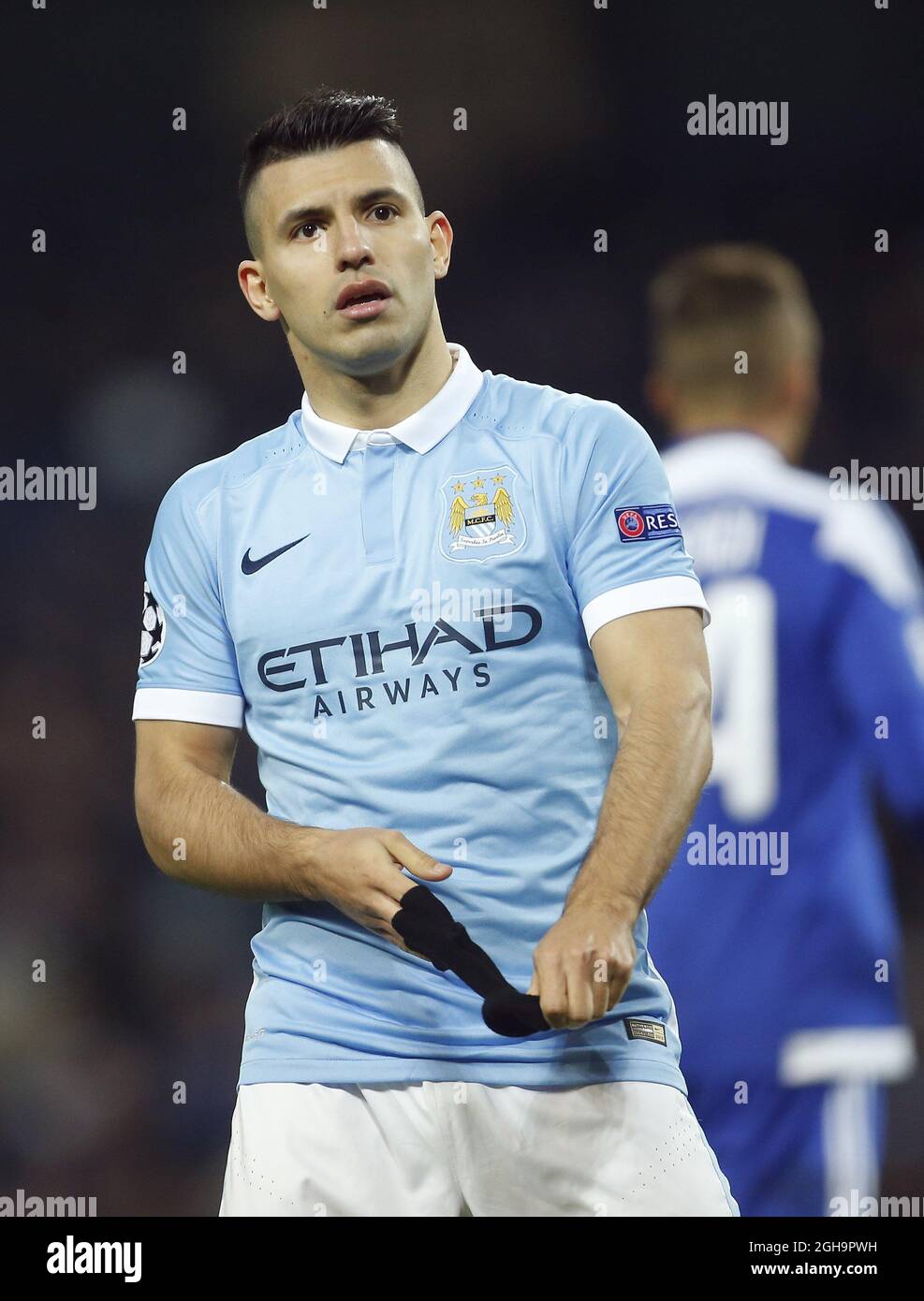 Sergio Aguero Of Manchester City During The Uefa Champions League Match