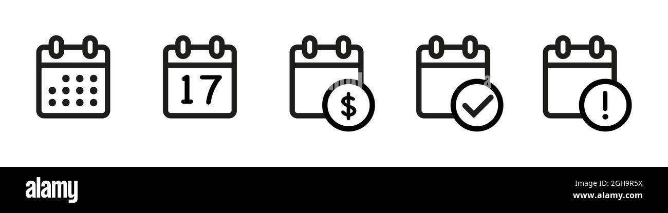 Calendar Icon collection. Set of calendar symbols Stock Vector Image ...