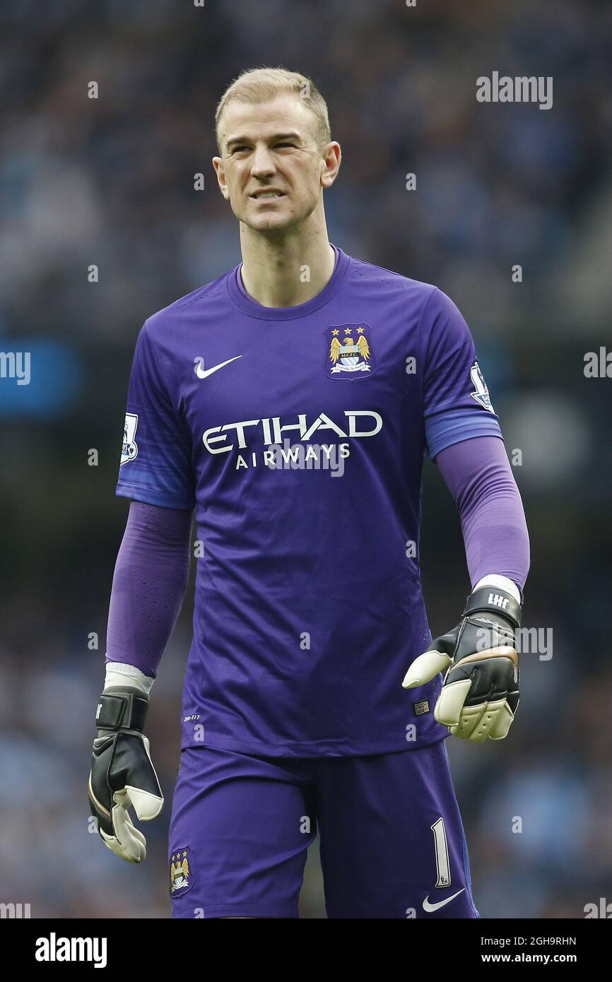 Joe Hart of Manchester City dejected during the Barclays Premier League ...