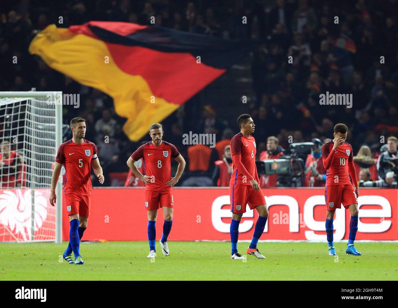 England's Gary Cahill, Jordan Henderson, Chris Smalling and Dele Alli ...