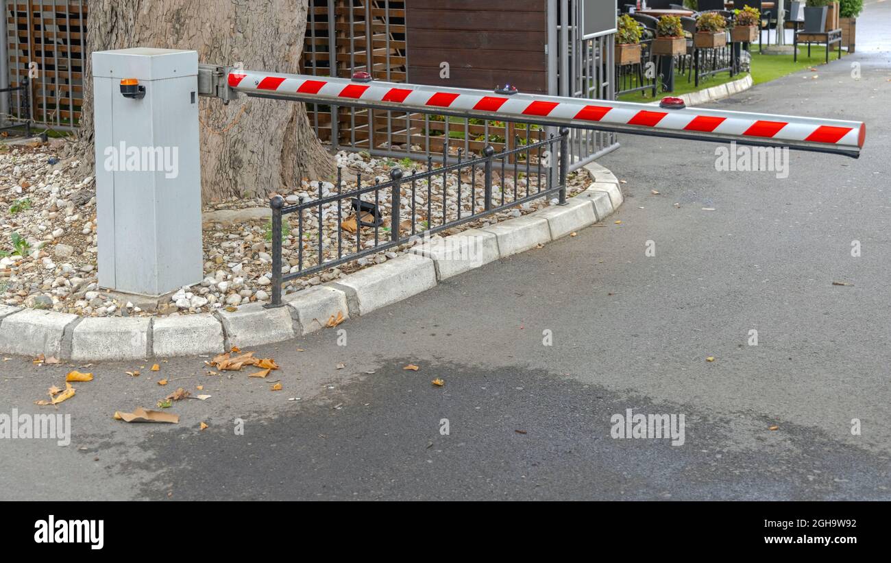Remote Controlled Parking Ramp Boom With Lights Stock Photo - Alamy