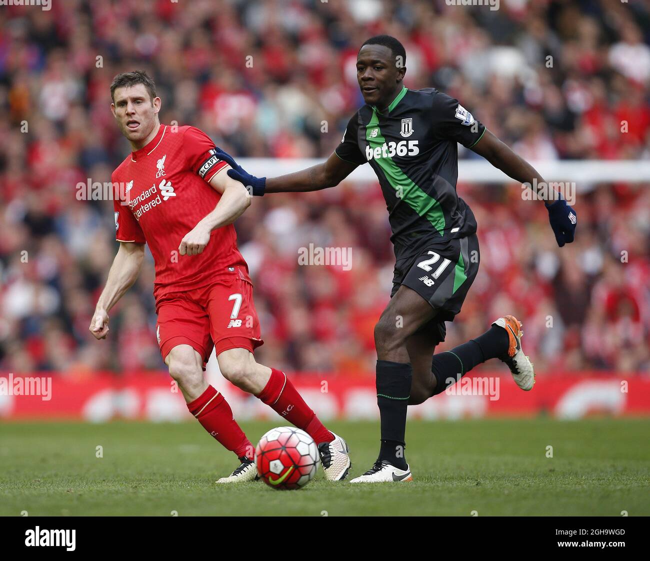 James Milner of Liverpool and Stokeâ€™s Giannelli Imbula during the ...