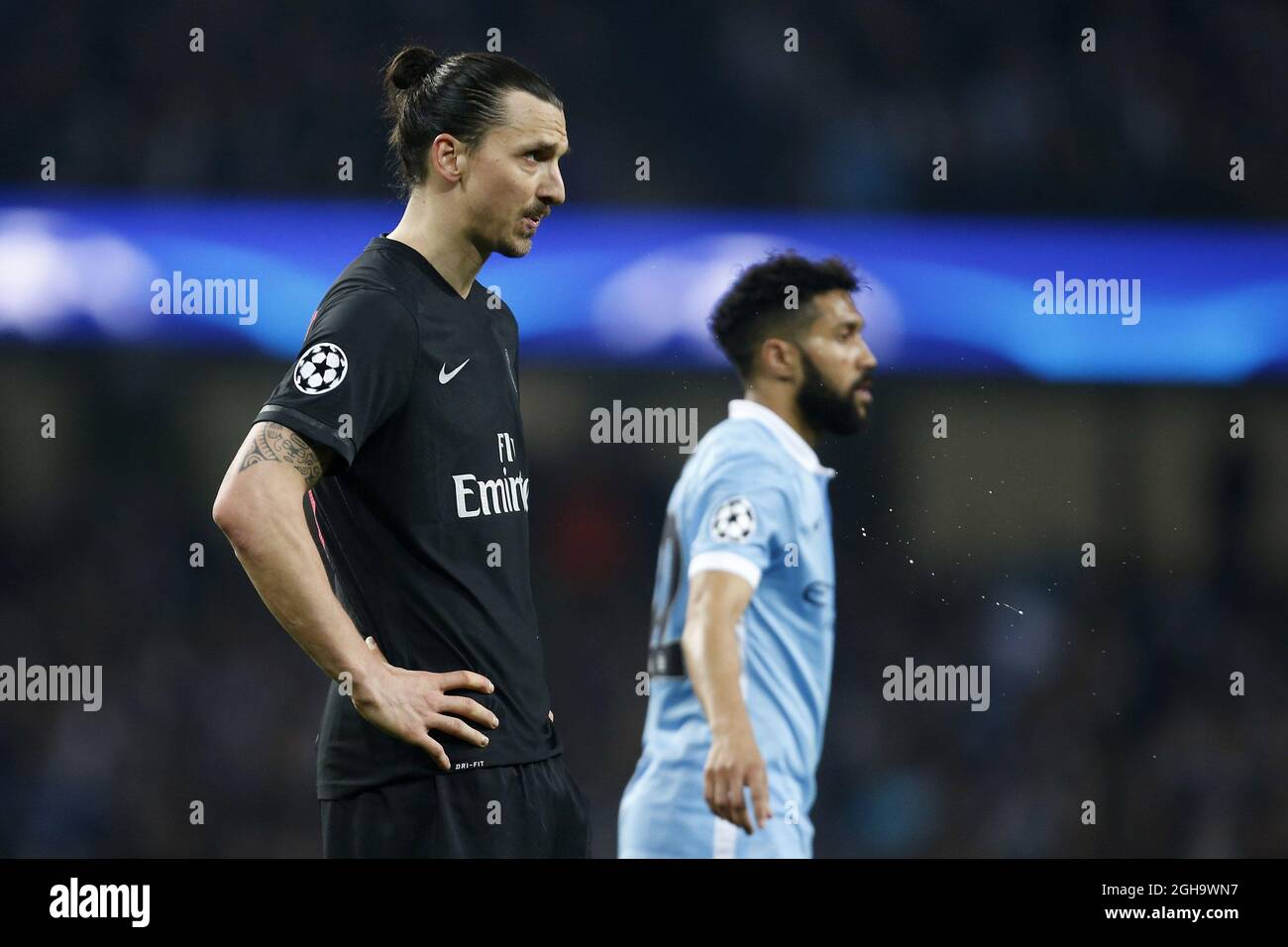 Zlatan Ibrahimovic of PSG dejected during the UEFA Champions League ...