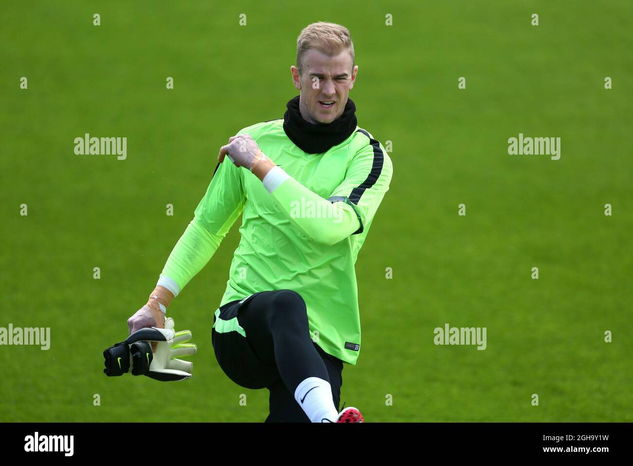 Joe Hart of Manchester City during the UEFA Champions League training ...