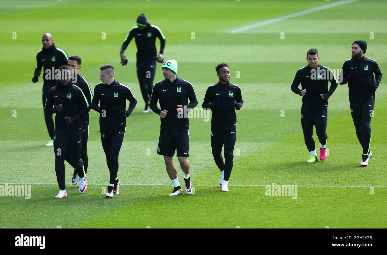 A general view during the UEFA Champions League training at the Etihad ...