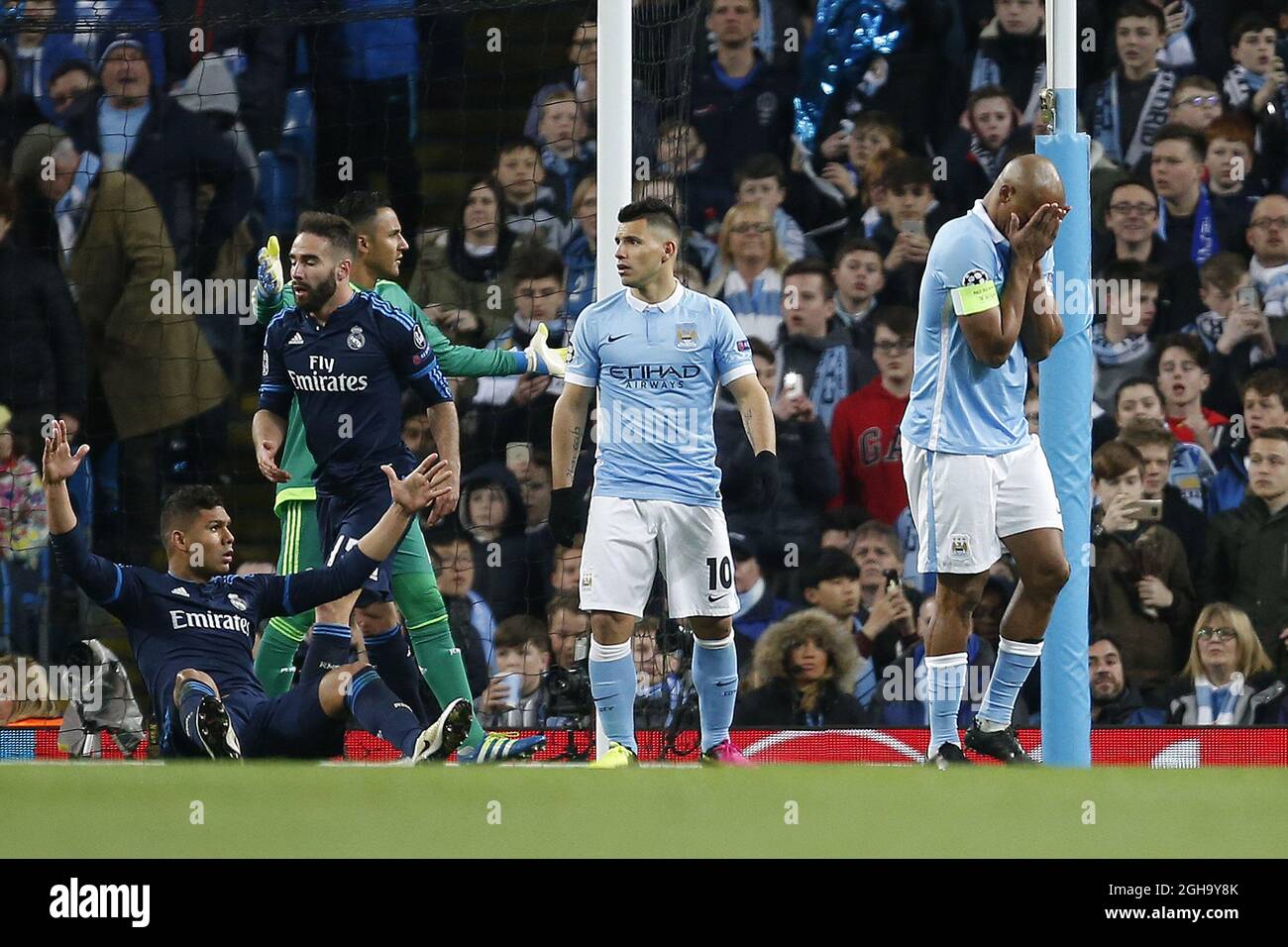 Vincent Kompany of Manchester City rues a missed chance on goal during ...