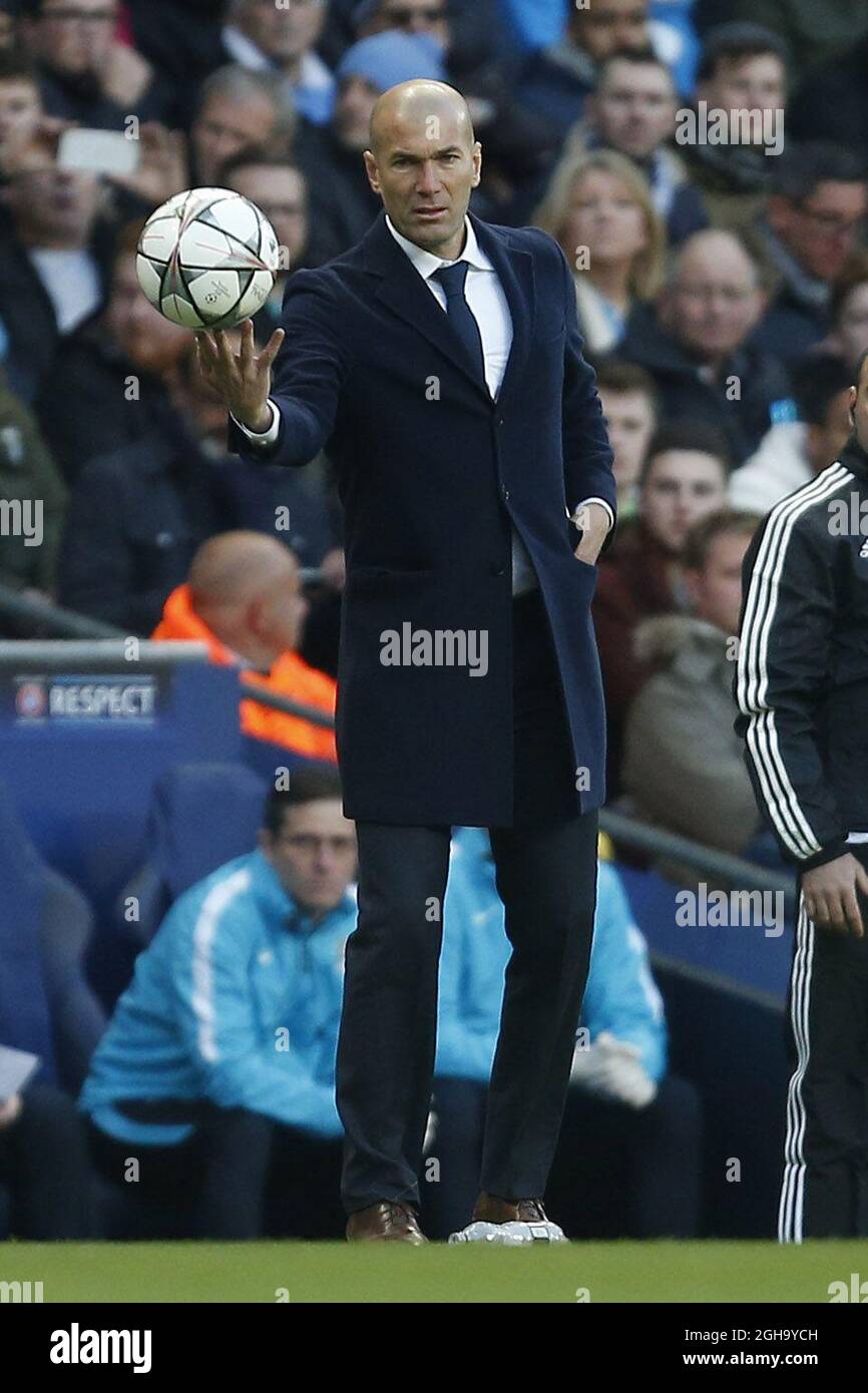 Zinedine Zidane, manager of Real Madrid during the UEFA Champions ...