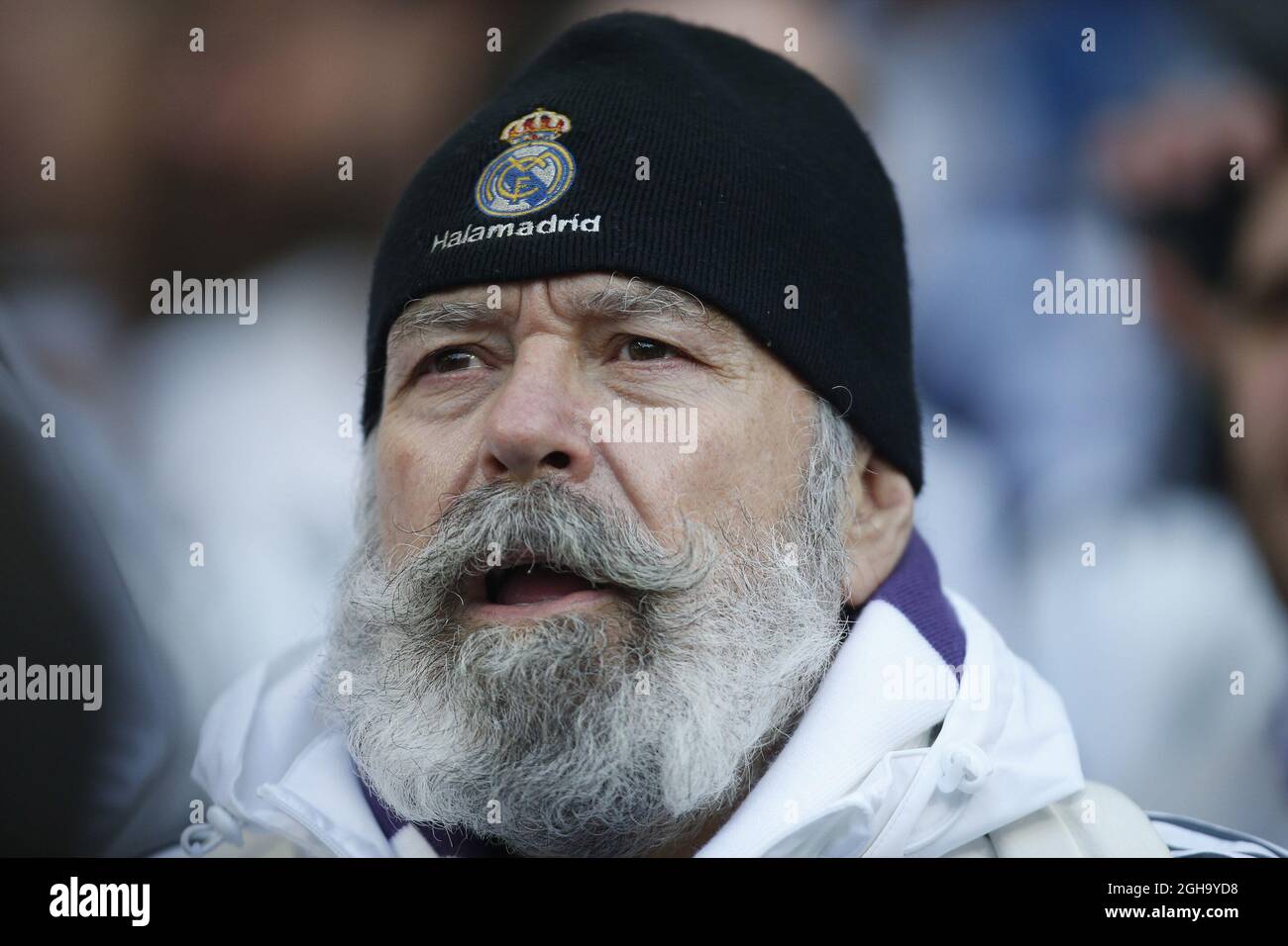 A bearded Real Madrid fan during the UEFA Champions League Semi Final ...