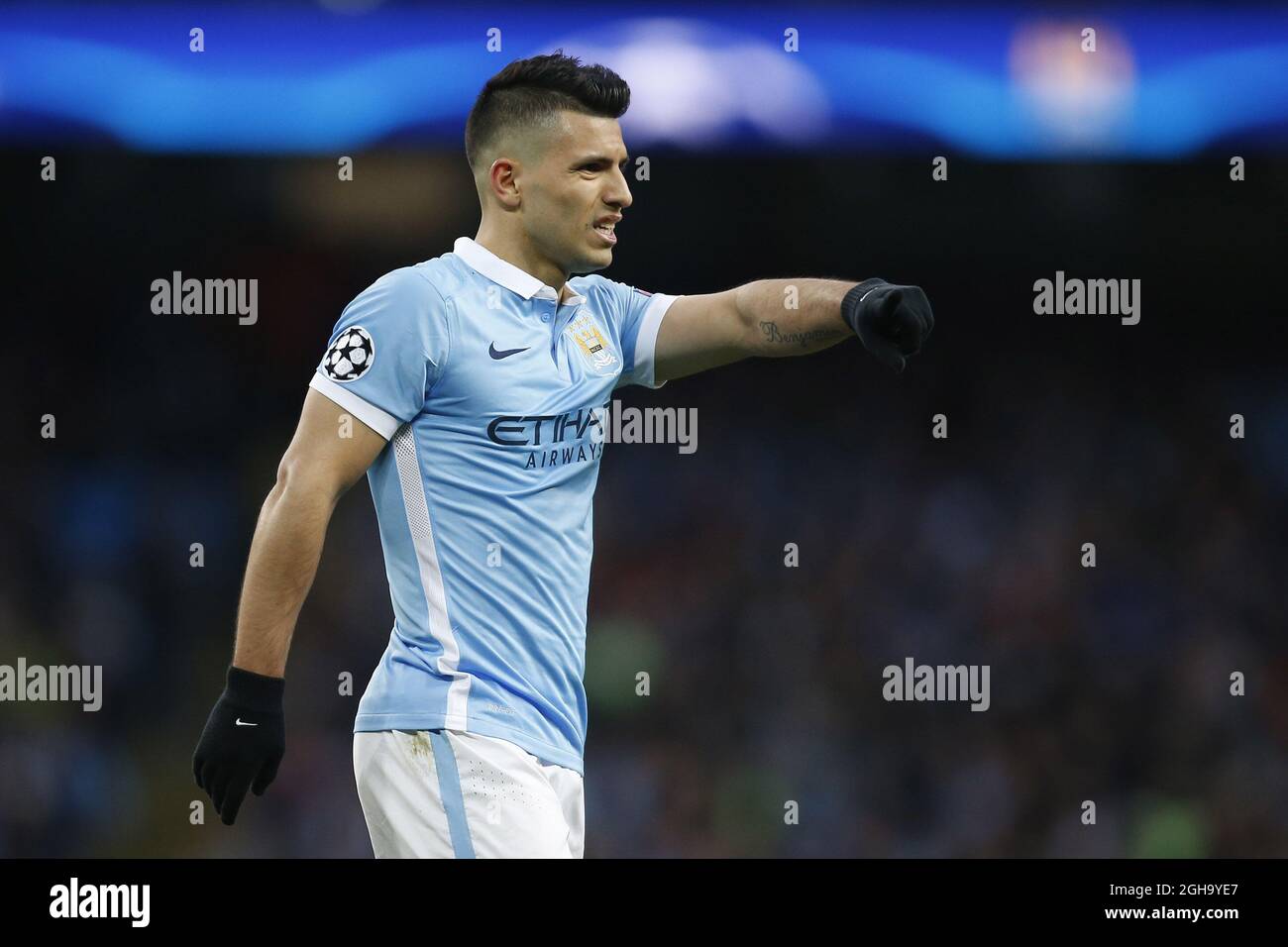 Sergio Aguero of Manchester City during the UEFA Champions League Semi ...