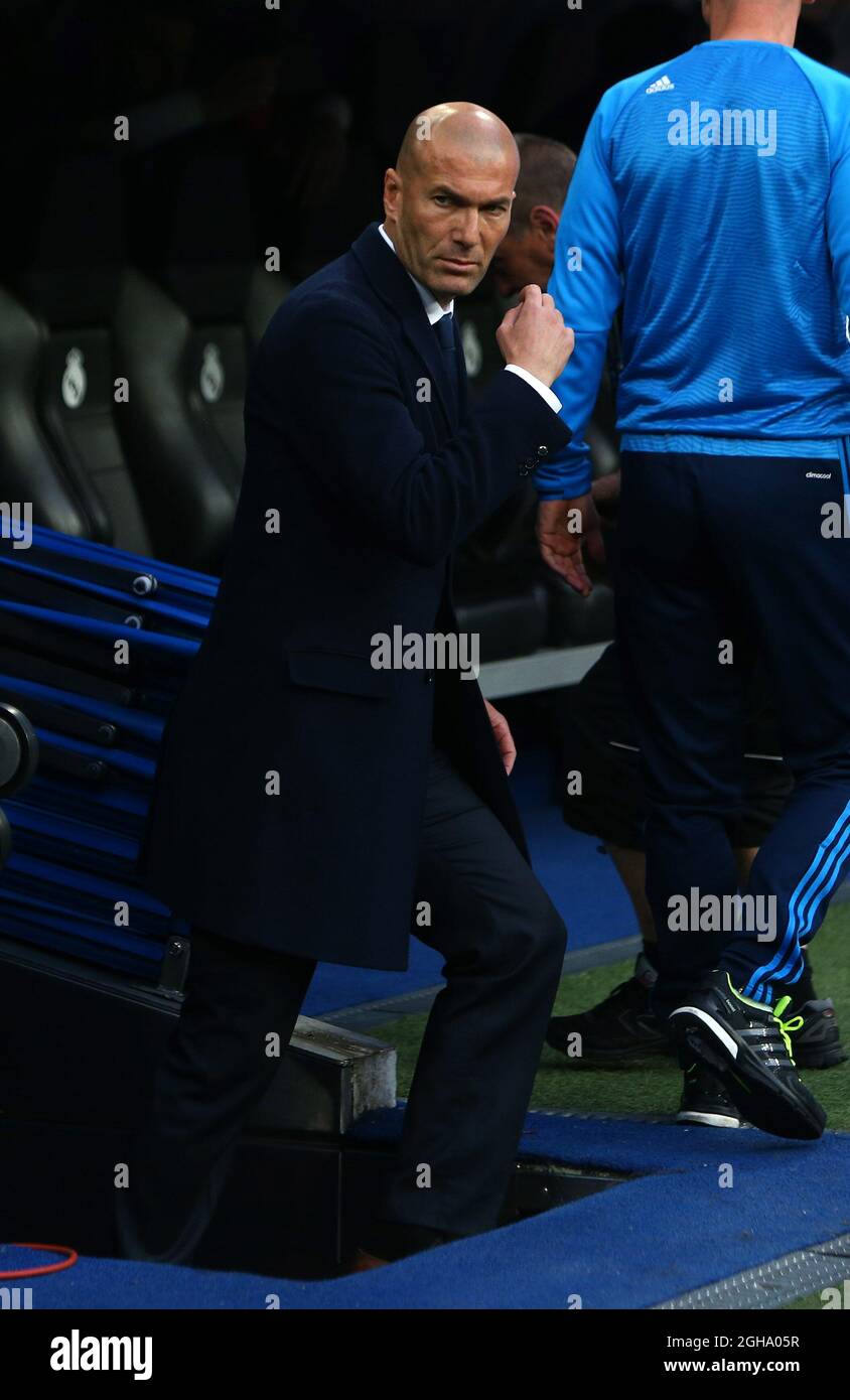 Zinedine Zidane, manager of Real Madrid during the UEFA Champions ...