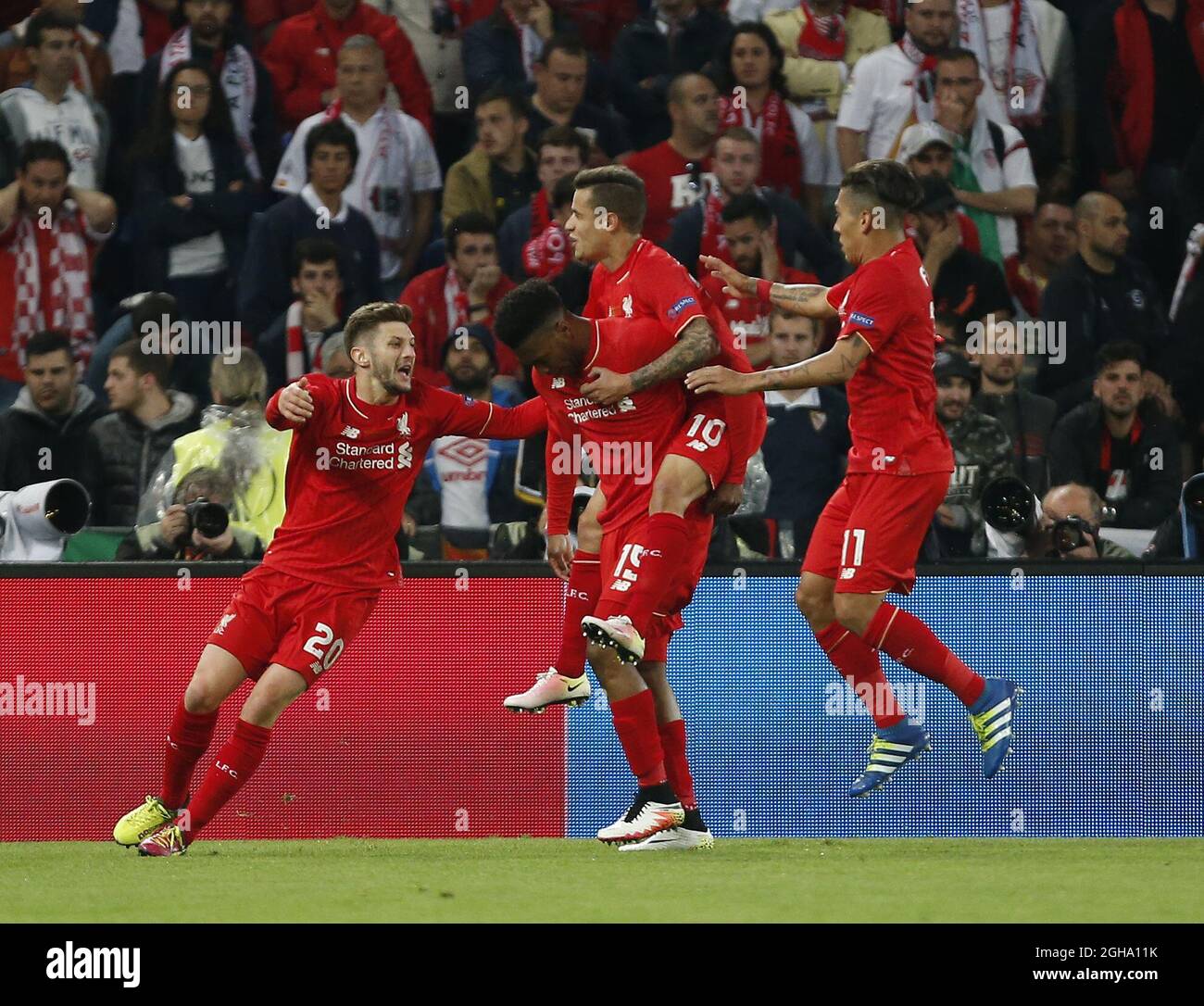 Daniel Sturridge of Liverpool celebrates scoring the first goal during ...