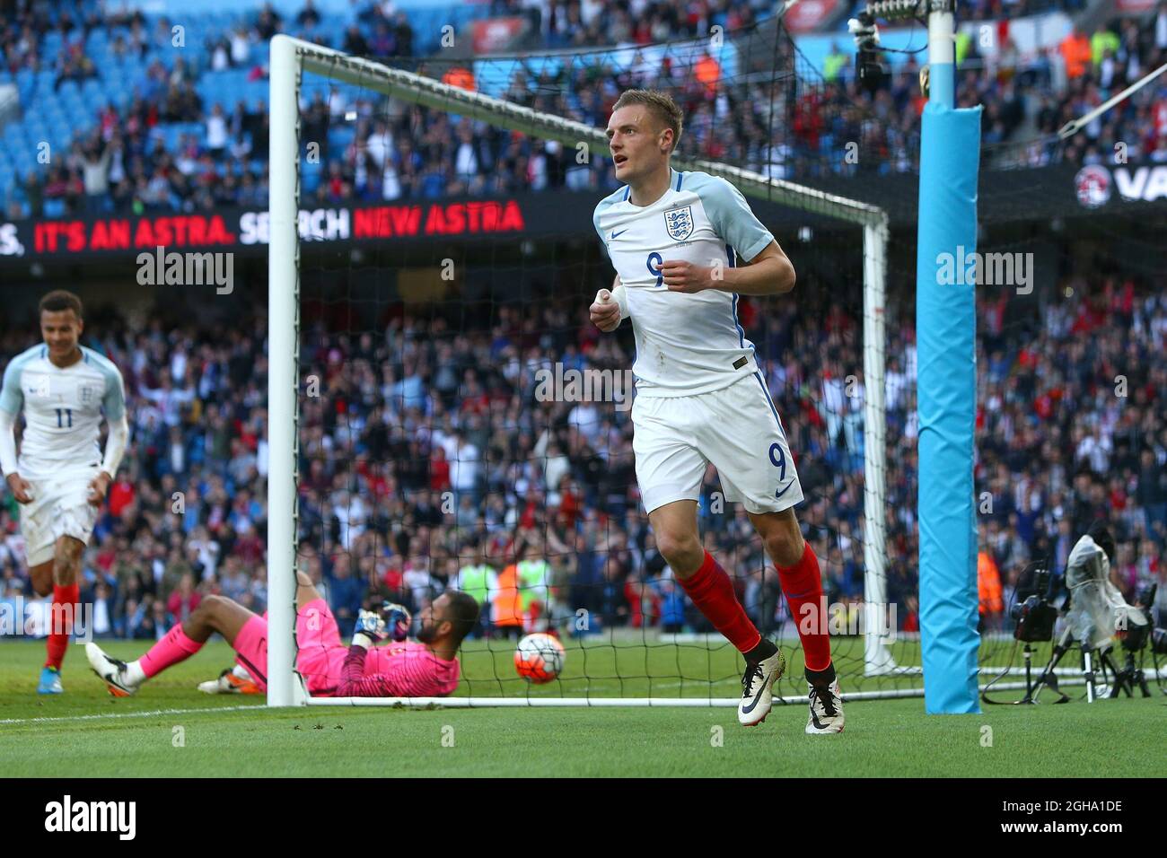 Jamie Vardy of England celebrates scoring his sides second goal during ...