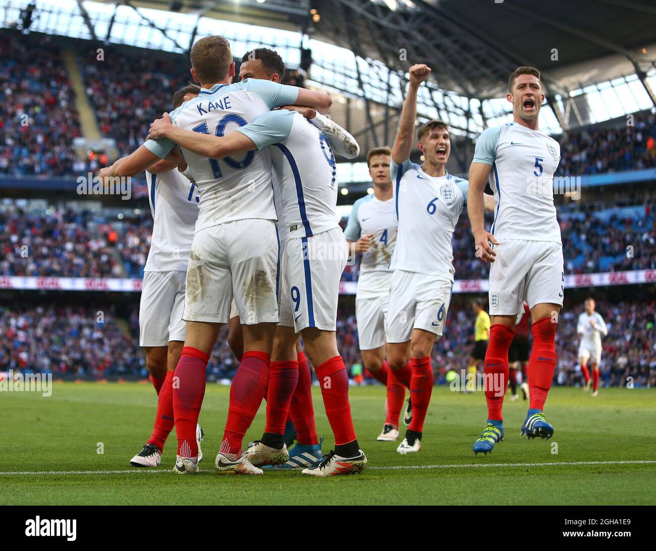 Jamie Vardy of England celebrates scoring his sides second goal during ...