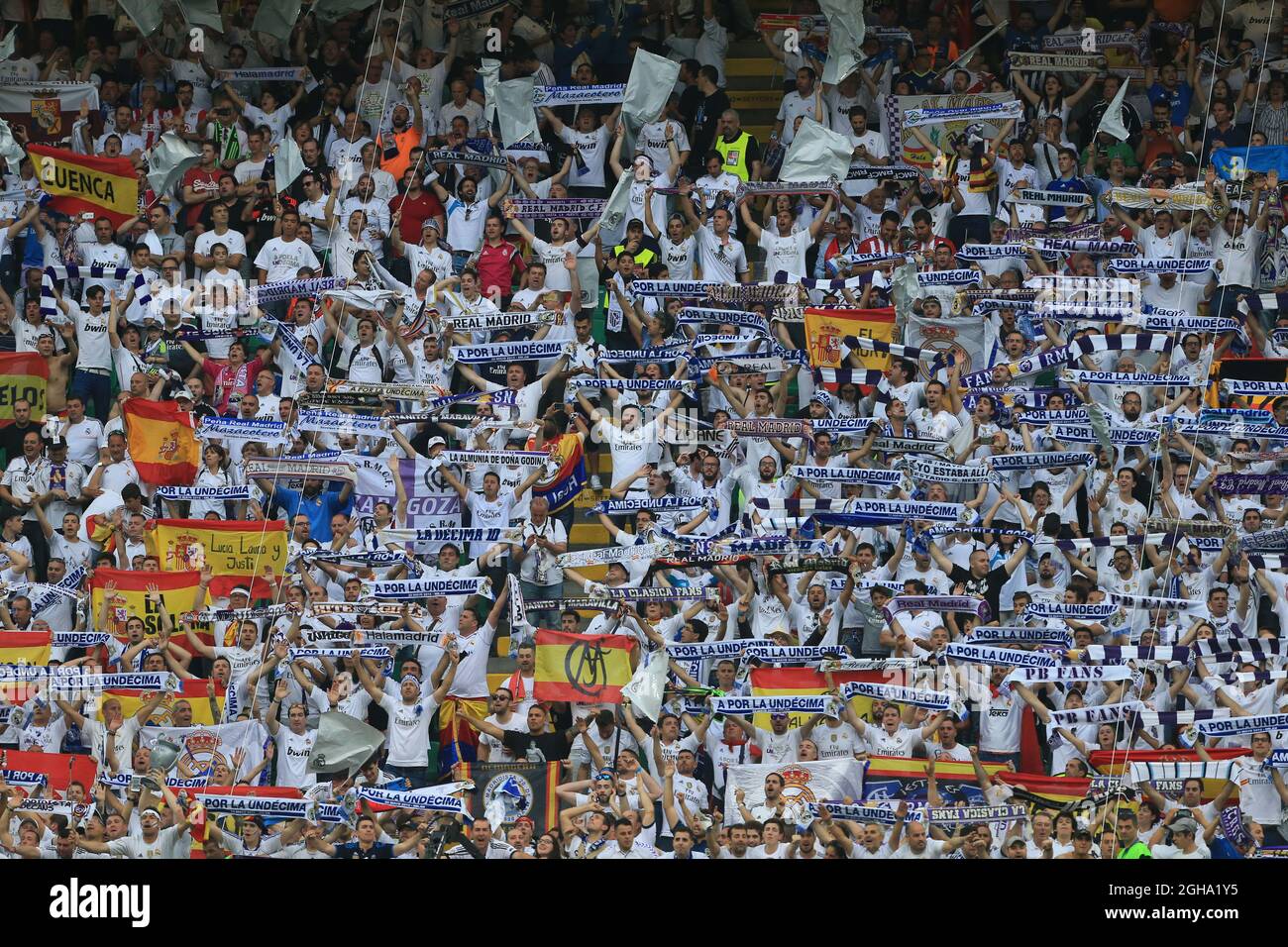 Real Madrid fans during the UEFA Champions League Final match at the ...