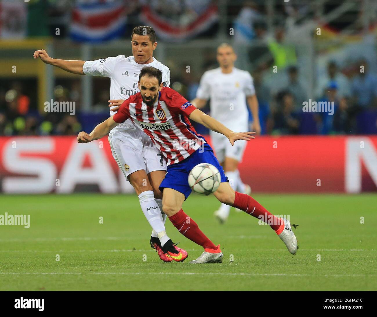 Cristiano Ronaldo of Real Madrid gets in a shot during the UEFA ...