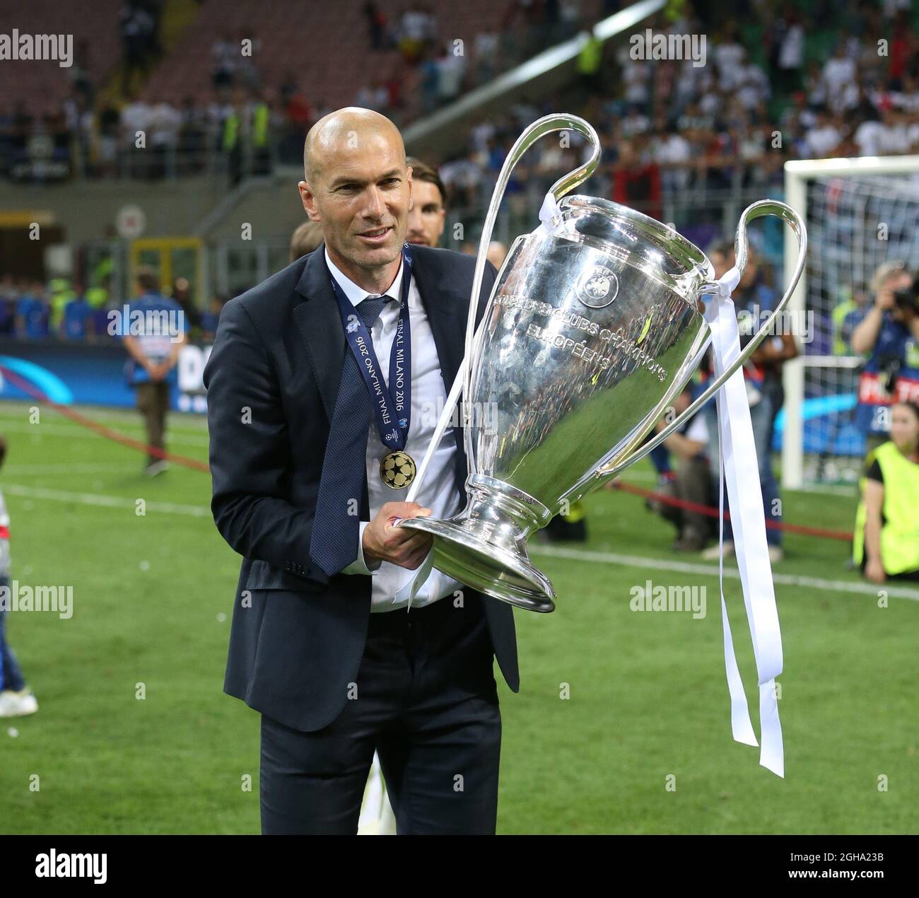 Zinedine Zidane manager of Real Madrid with the UEFA Champions League ...