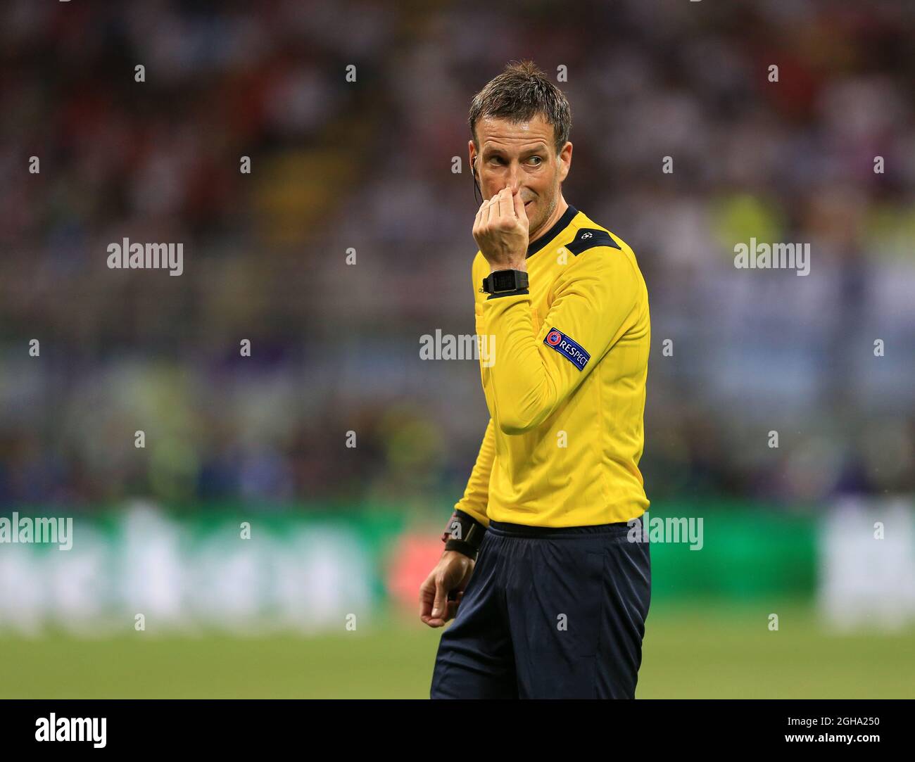 Referee Mark Clattenburg in action during the UEFA Champions League ...