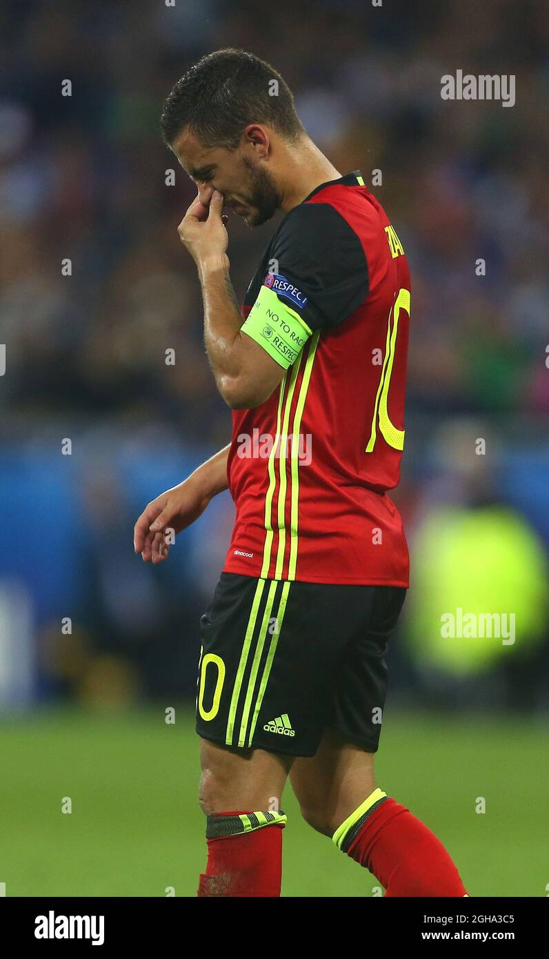 Eden Hazard of Belgium dejected during the UEFA European Championship ...