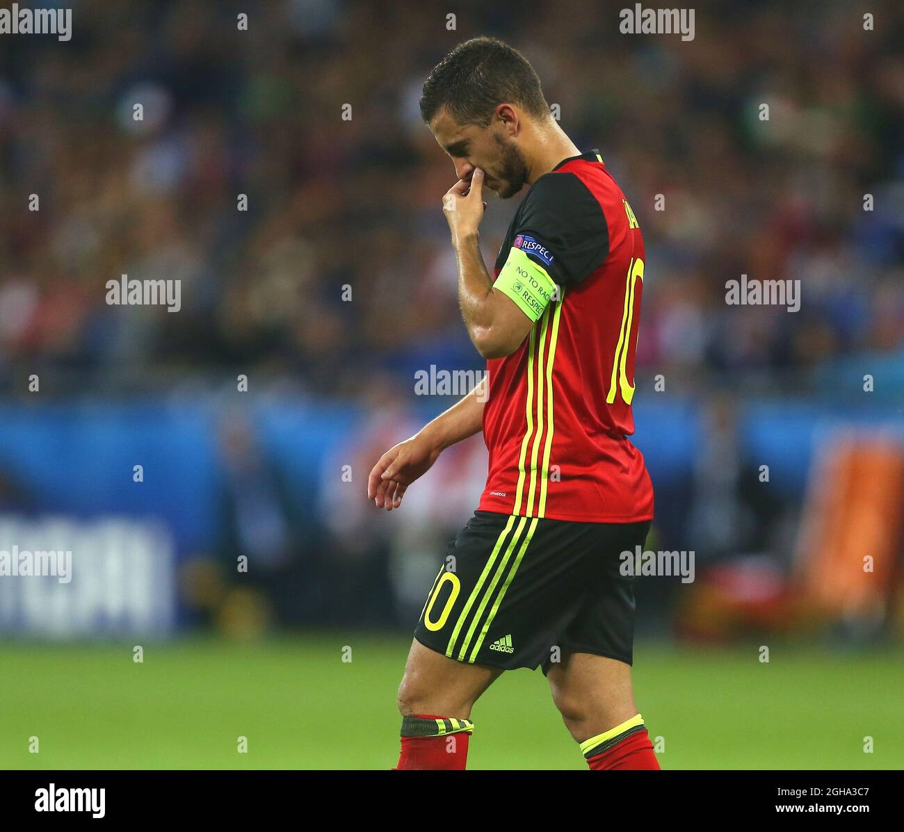 Eden Hazard of Belgium dejected during the UEFA European Championship ...