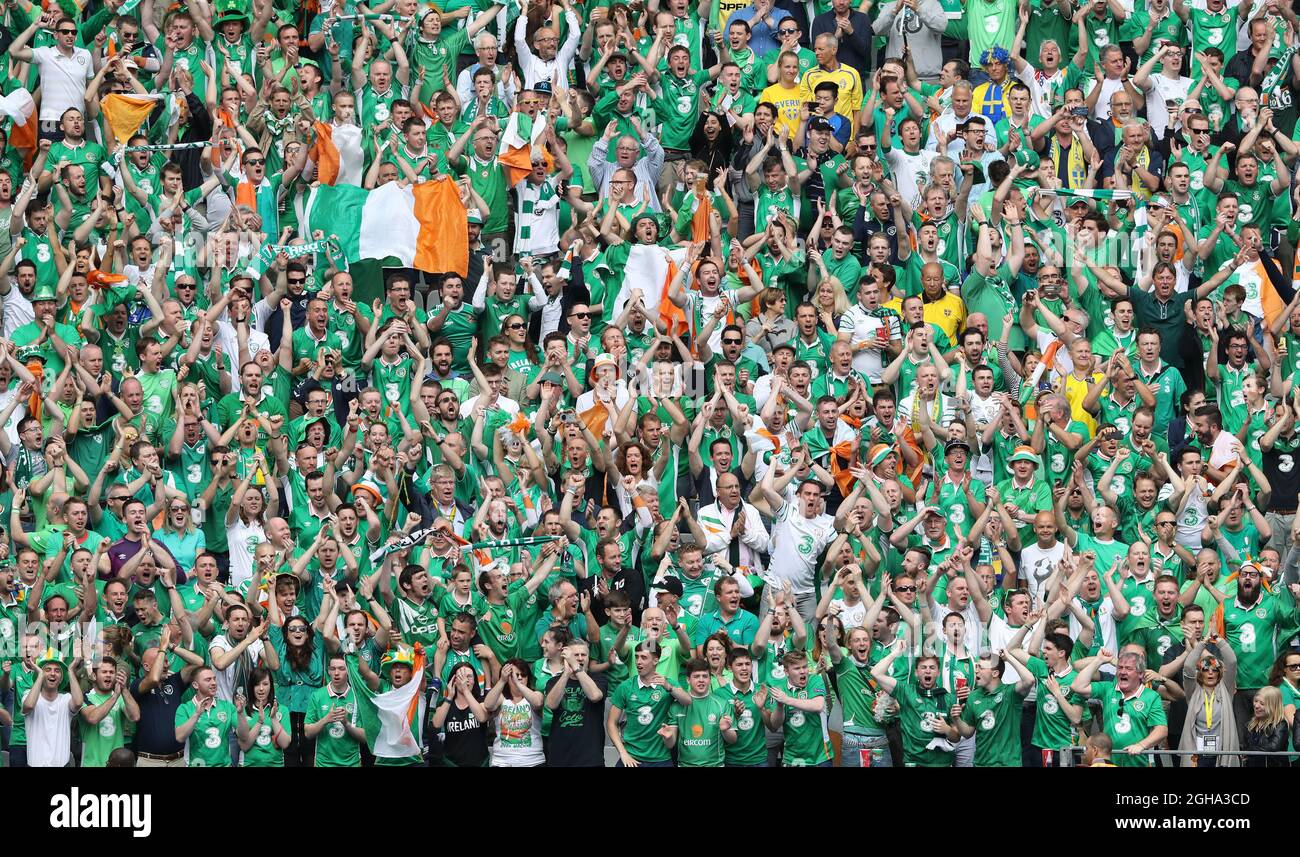 Republic of Ireland's fans get behind their side during the UEFA ...