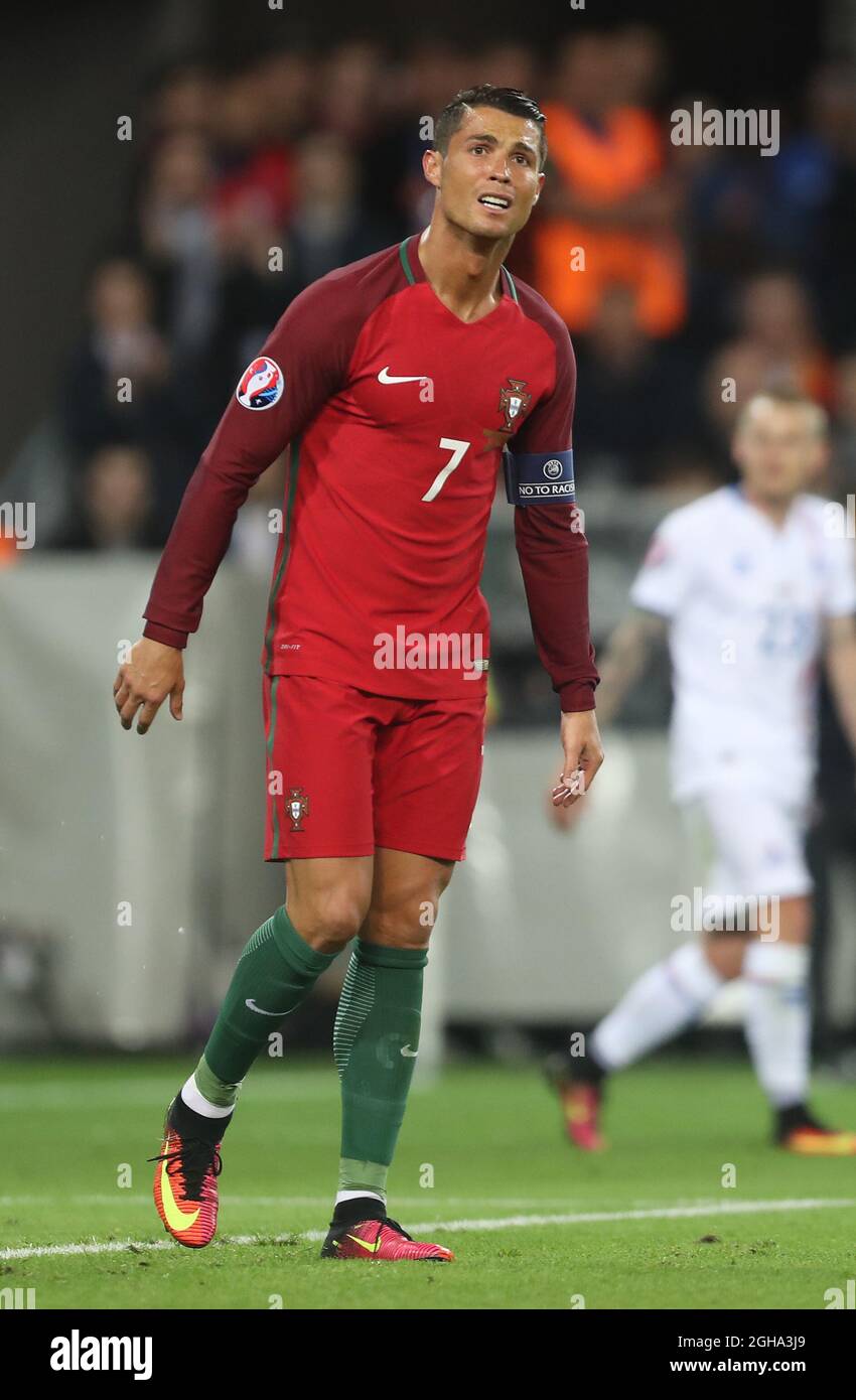 A distraught looking Cristiano Ronaldo of Portugal during the UEFA ...