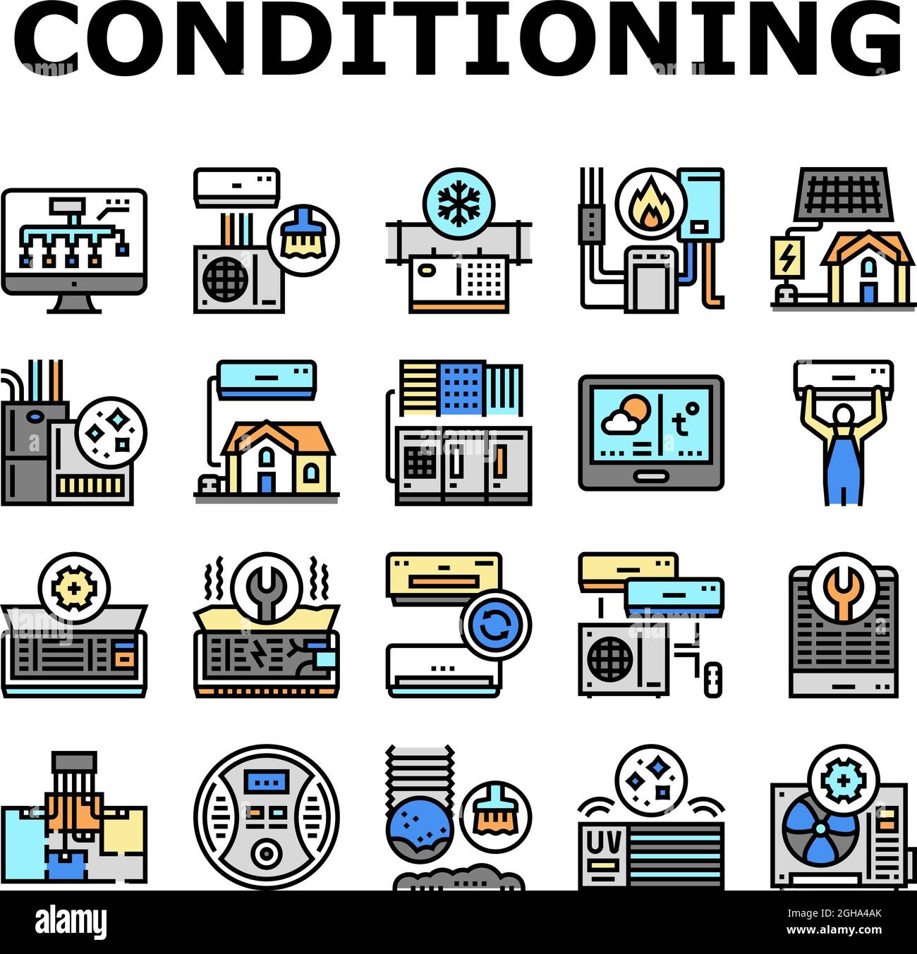 Conditioning System Electronics Icons Set Vector Stock Vector Image & Art - Alamy