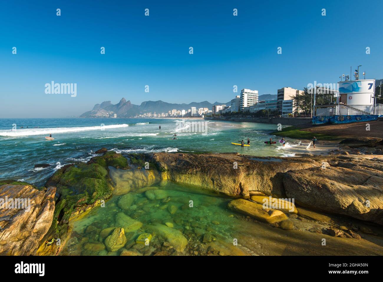 Rocks of Arpoador Beach and Ipanema Beach view in Rio de Janeiro ...