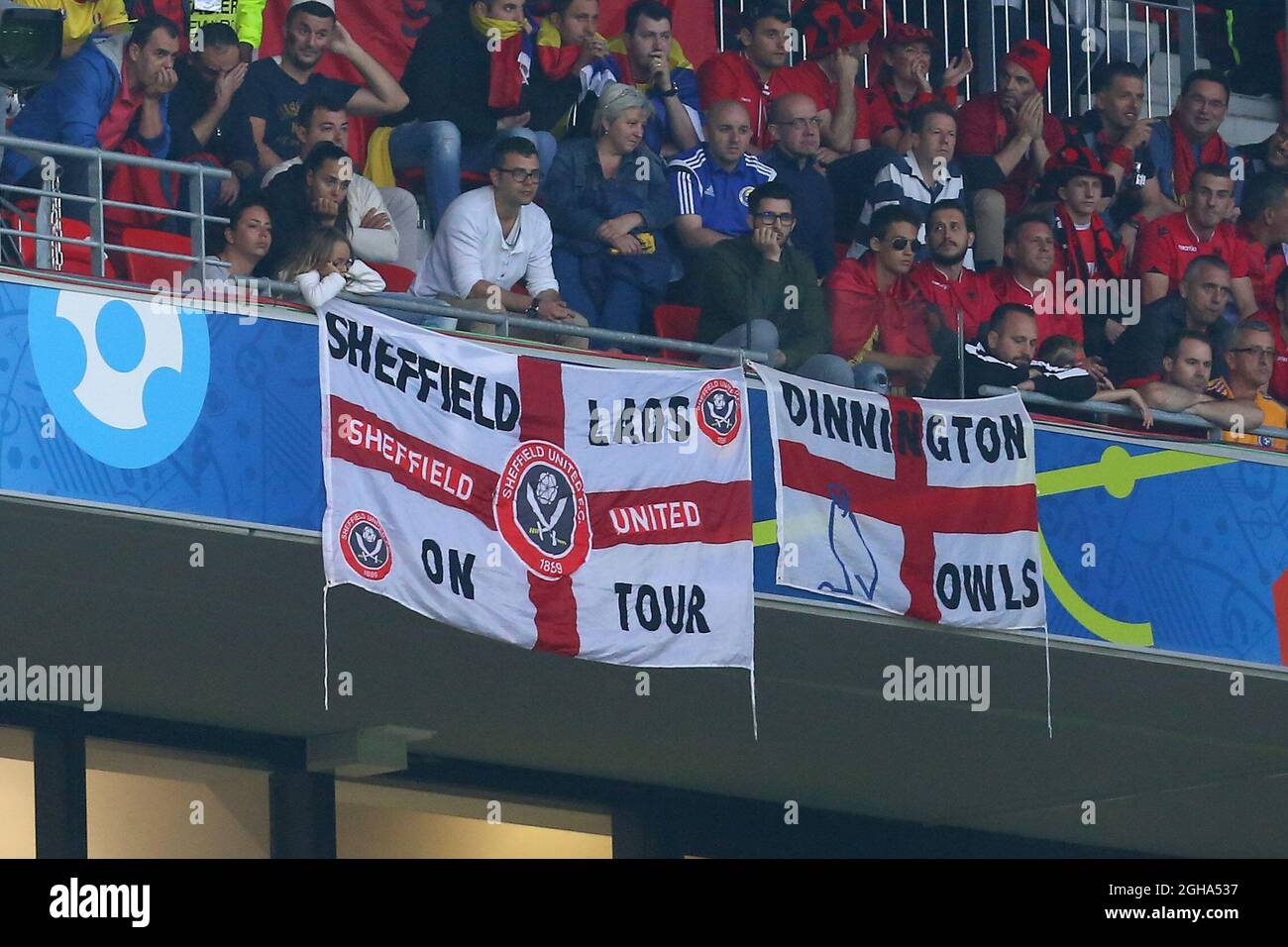 Sheffield United and Wednesday flags hand side by side during the UEFA ...