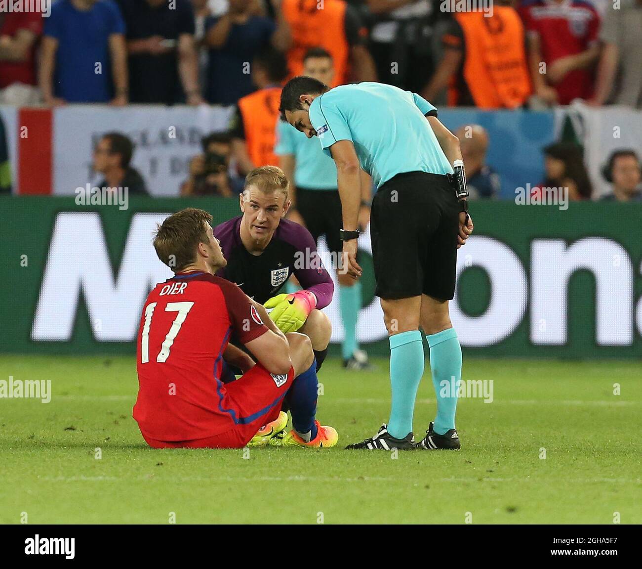 Eric Dier of England complains of being dizzy during the UEFA European ...