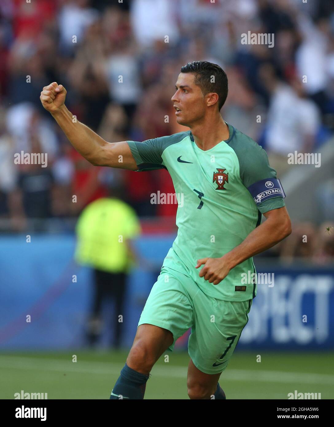 Cristiano Ronaldo of Portugal celebrates scoring his sides second goal ...