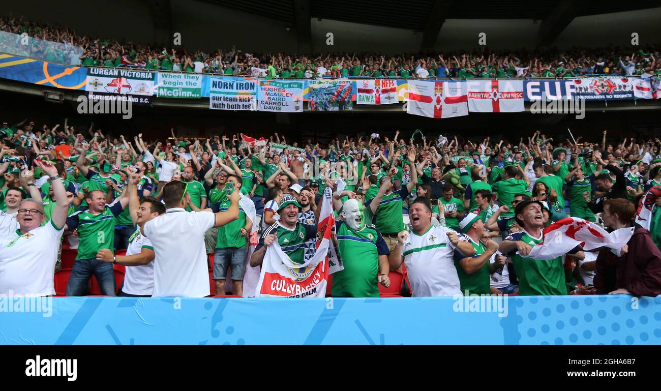Northern Irish fans sing during the UEFA European Championship 2016 ...