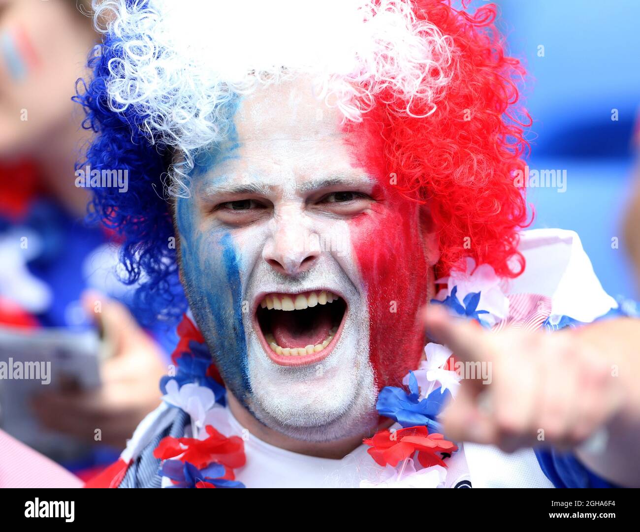 French fans with painted face during the UEFA European Championship ...