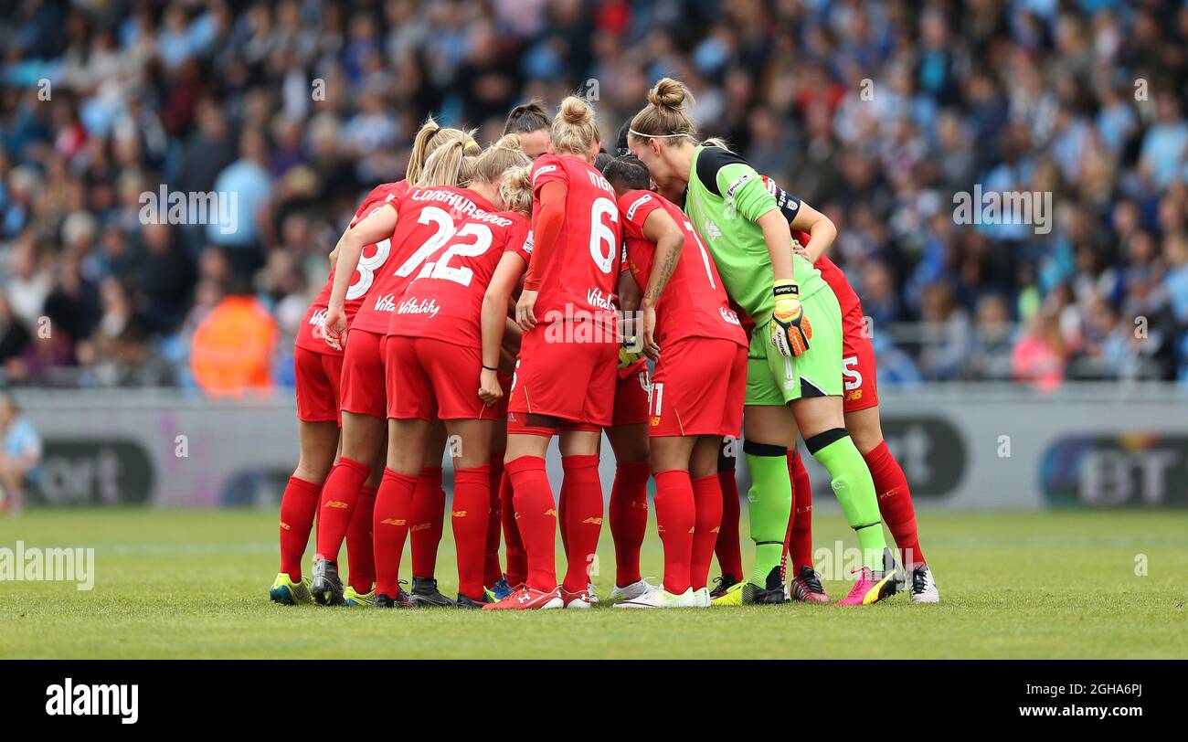 Liverpool Ladies huddle before the WSL match at The Academy Stadium ...